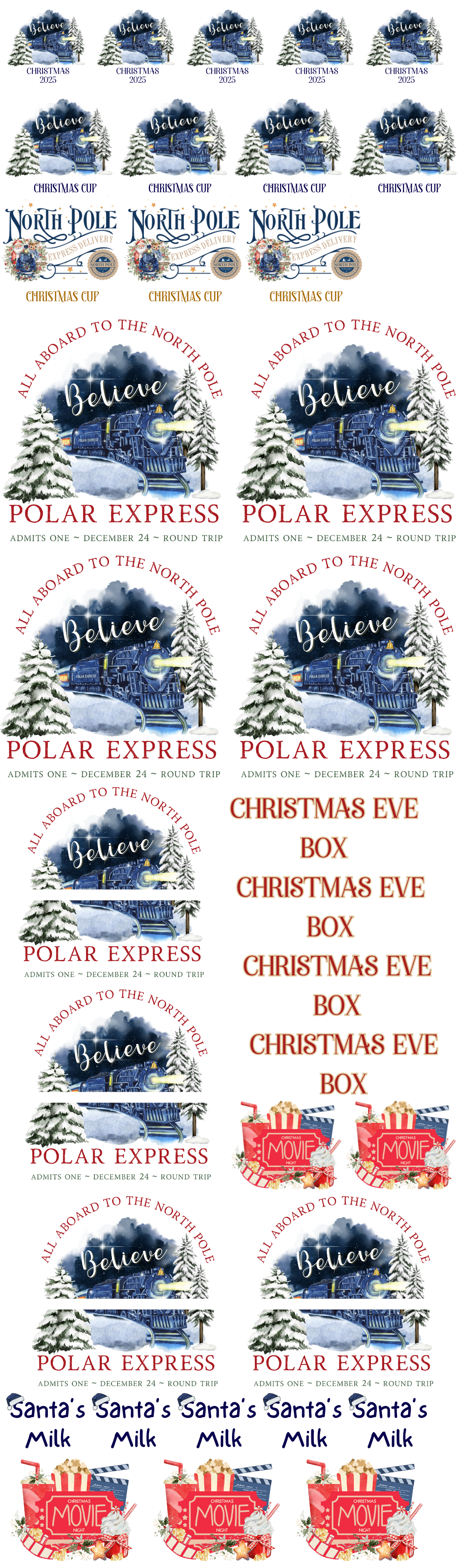 POLAR EXPRESS CHRISTMAS UV-DTF BUNDLE – Wow Craft Blanks & Wraps